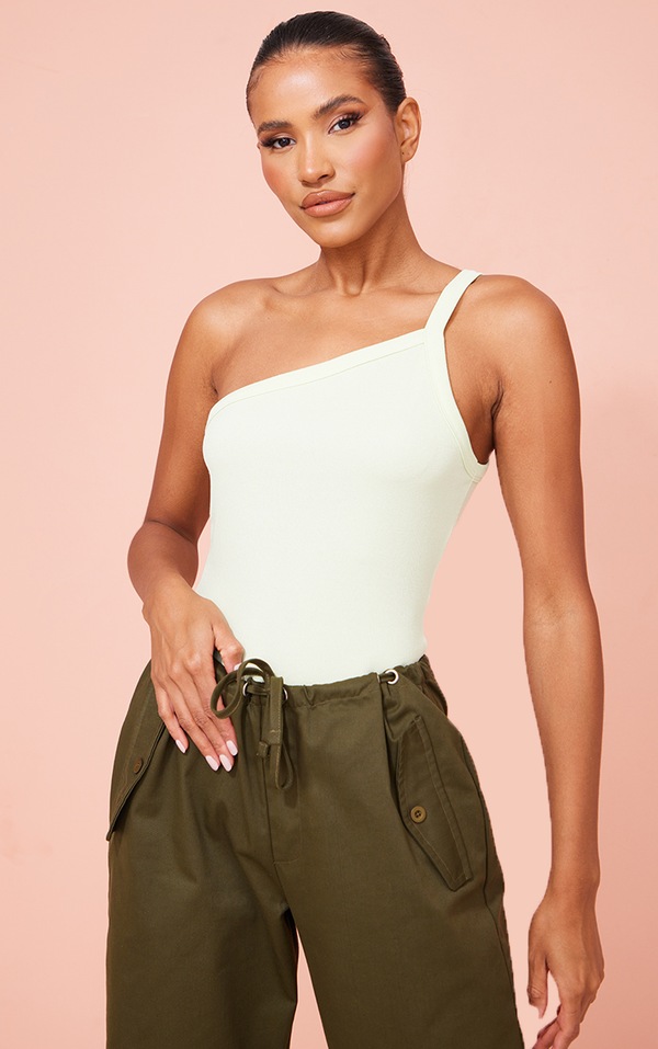 Lime Wide Rib One Shoulder Vest | Tops | PLT