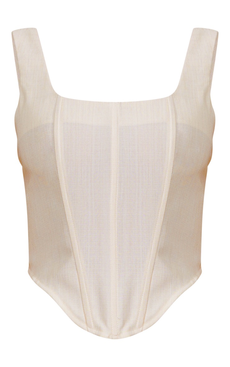 Corset sable effet lin à ourlet tombant | PrettyLittleThing FR