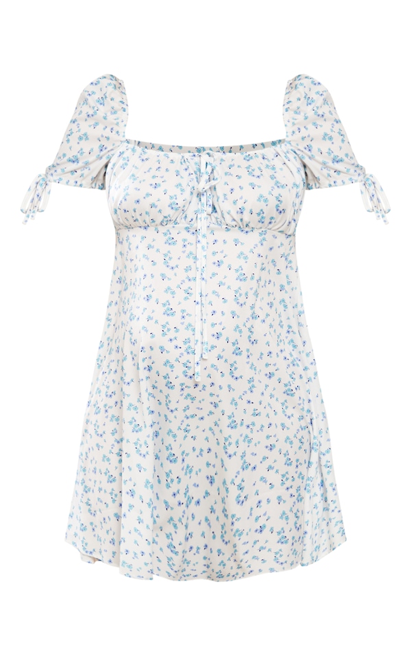 Maternity Blue Ditsy Short Sleeve Mini Dress | Maternity | PLT