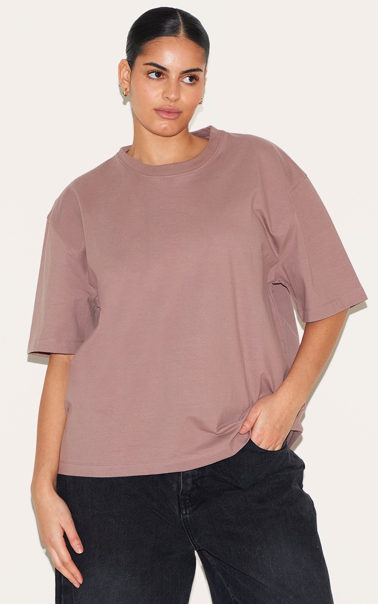 Plus Mauve Premium Cotton Oversized T-shirt | Plus Size | PrettyLittleThing AUS
