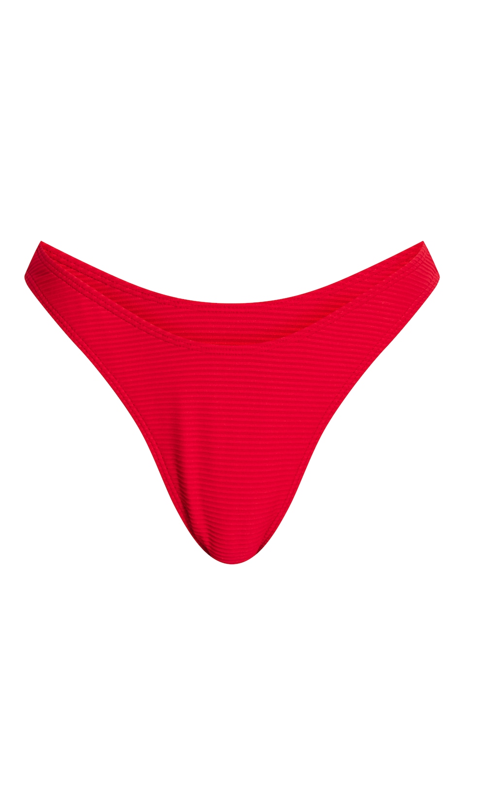 Red Ribbed Tanga Bikini Bottoms | Swimwear | PLT