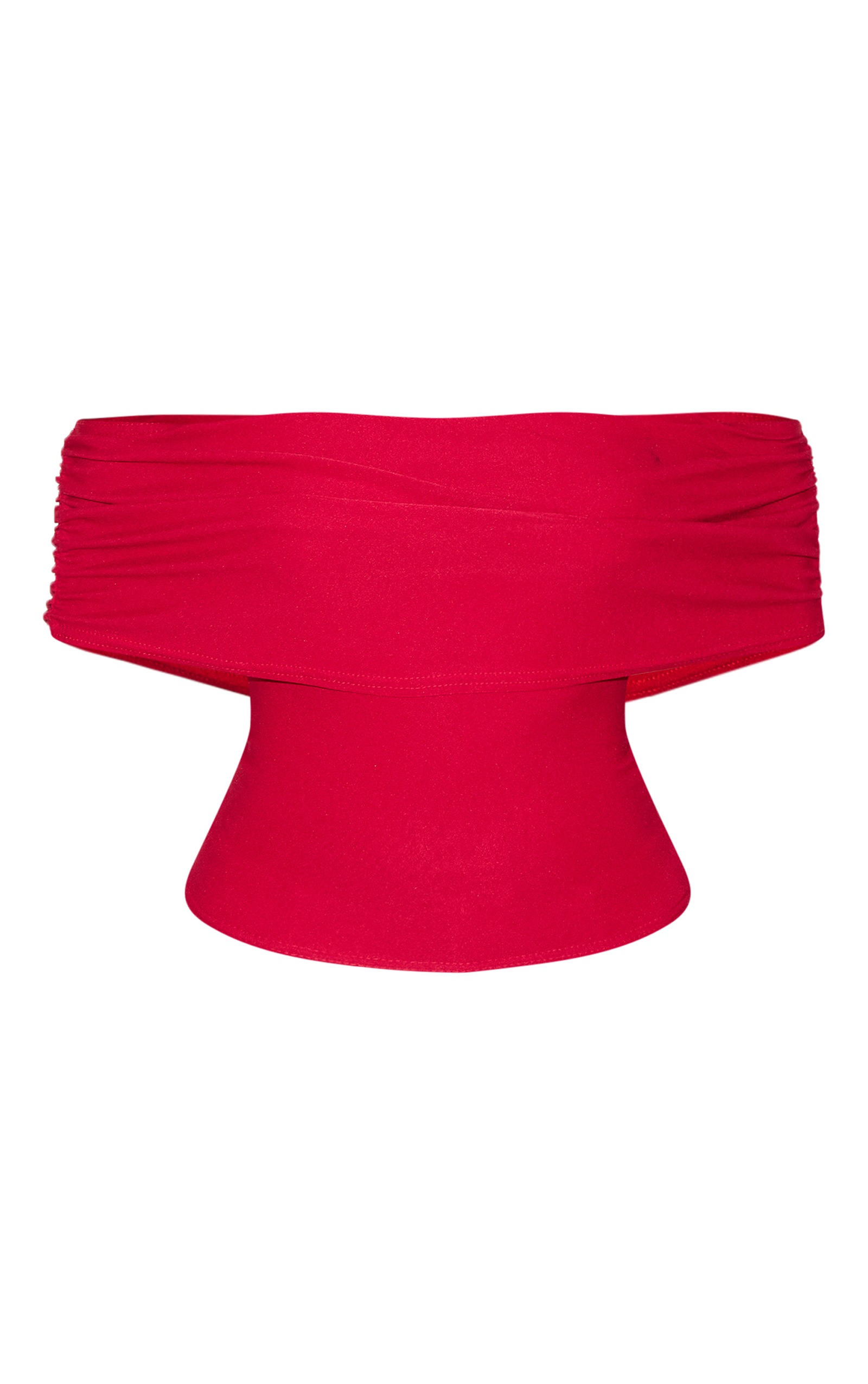 Tomato Red Bardot Fold Over Top | Tops | PrettyLittleThing USA
