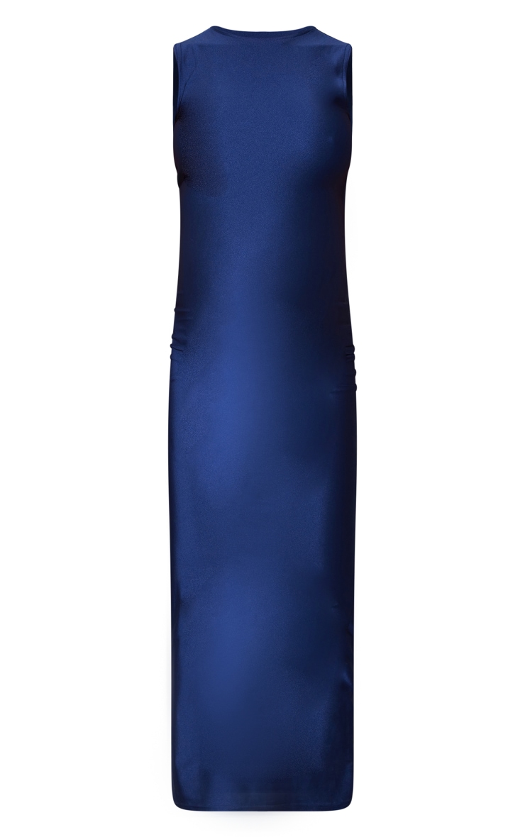 Maternity Blue Disco Racer Midi Dress | PrettyLittleThing AUS