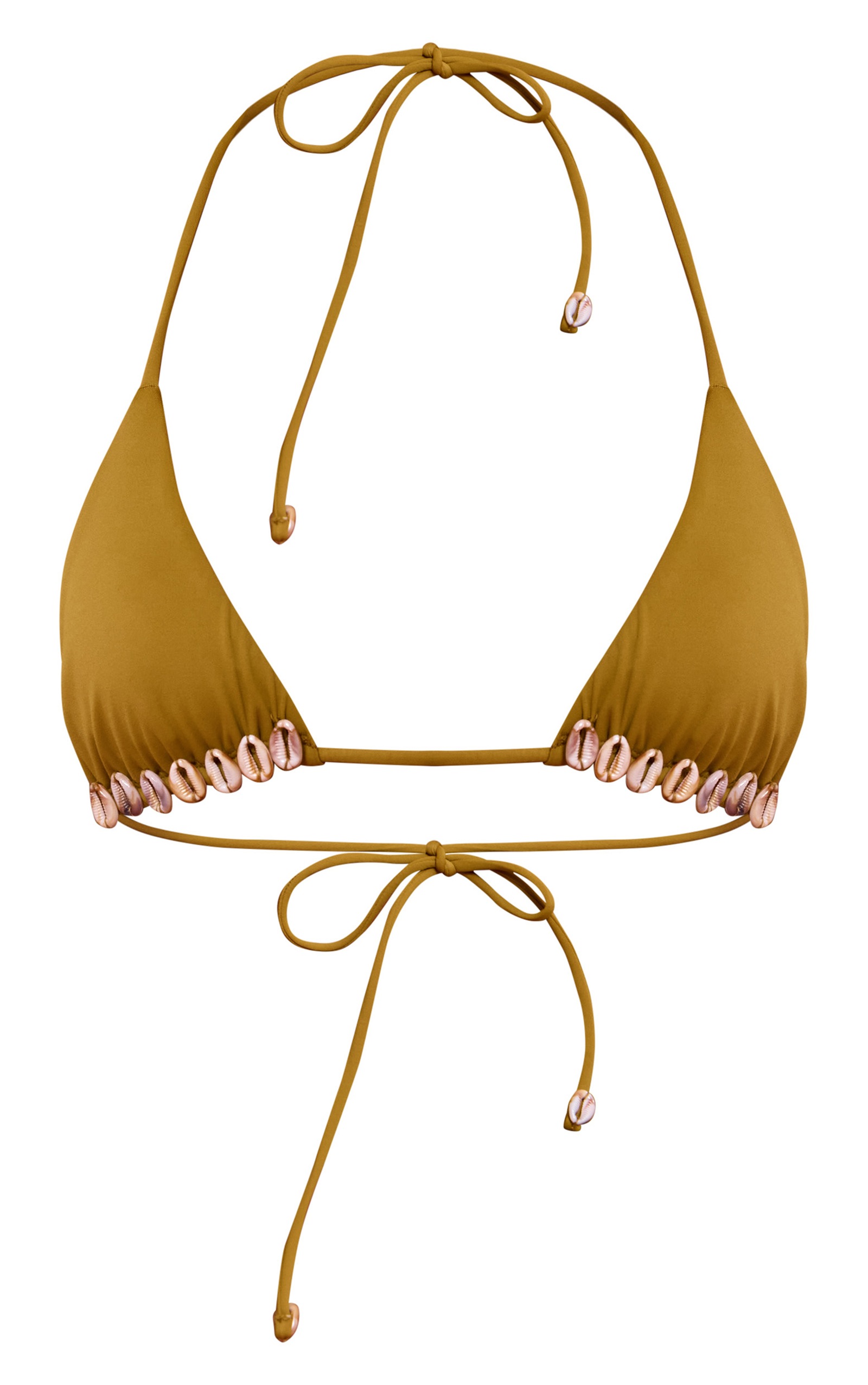 Olive Shell Trim Triangle Bikini Top | Swimwear | PrettyLittleThing USA