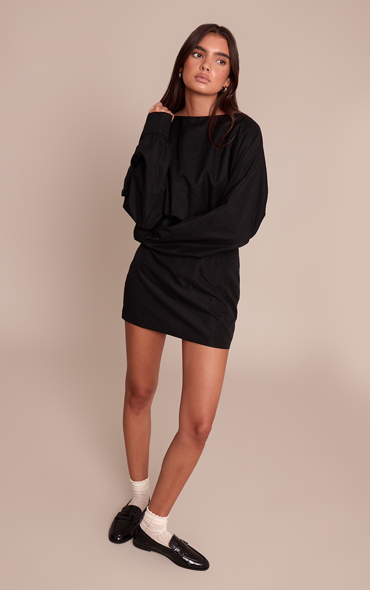 Black Cotton Poplin Bodycon Dress | Dresses | PrettyLittleThing USA