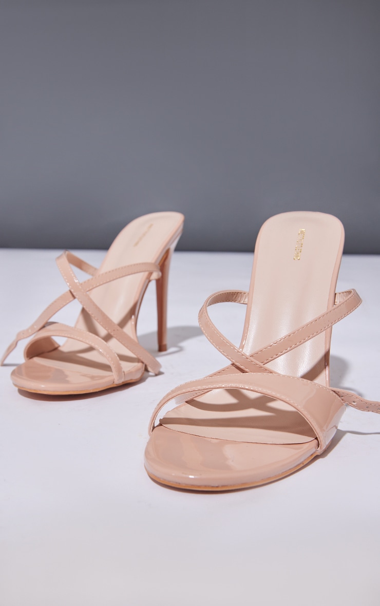 Sandales rondes similicuir verni nude talon haut brides talon ...