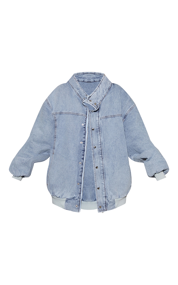 Vintage Wash Oversized Denim Bomber Jacket | Denim | PrettyLittleThing USA