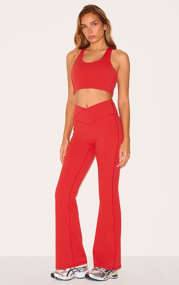 Red Sculpt Double Layer Padded Contrast Binding Bra | Athleisure | PLT USA