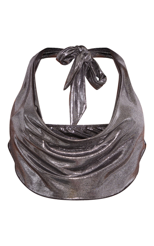 Shape Black Metallic Cowl Neck Bralet Insert Top | PrettyLittleThing UAE