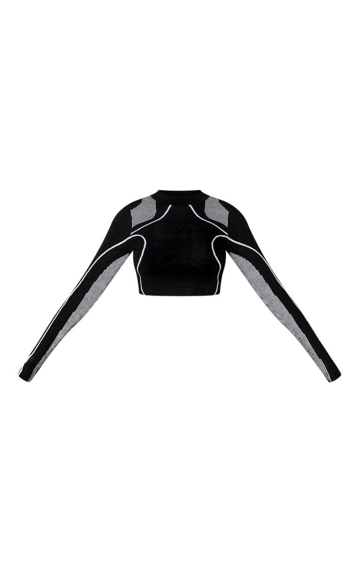 Black Racer Print Knitted Crop Top | Knitwear | PLT