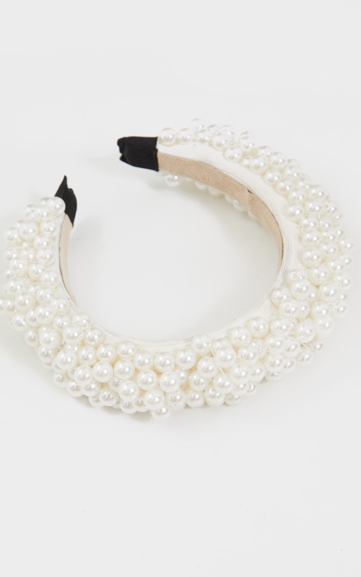 White Tiered Pearl Headband | Accessories | PrettyLittleThing CA