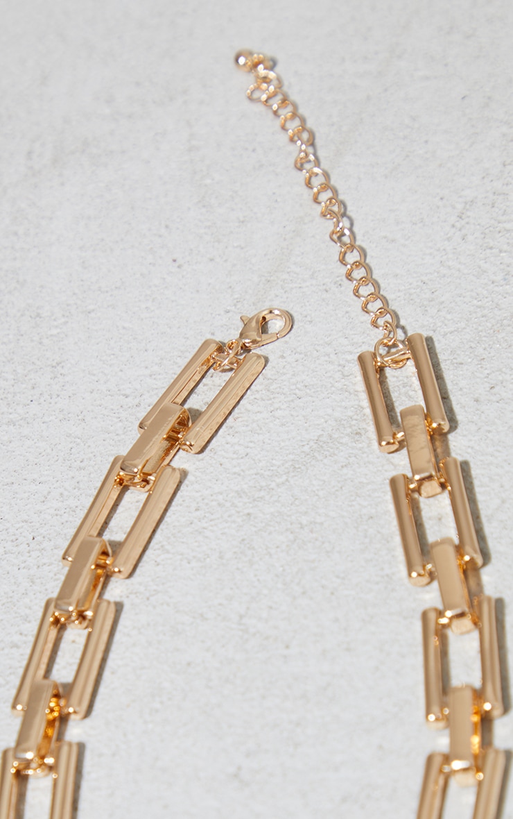 Gold Square Chain Link Necklace | Accessories | PrettyLittleThing