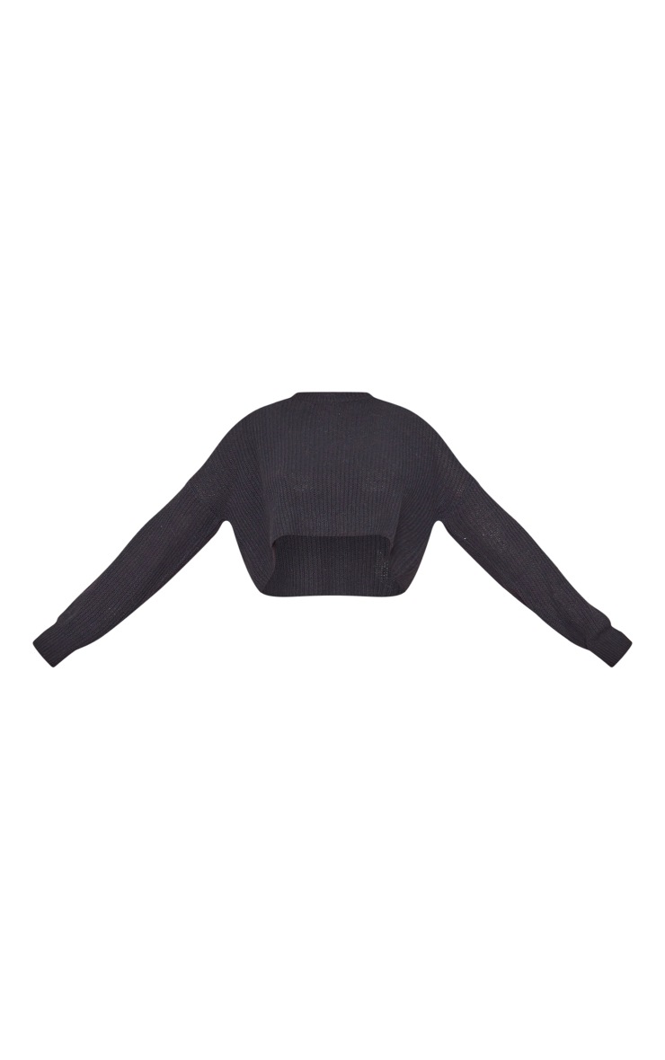 Black Basic Crew Neck Crop Jumper | Knitwear | PLT
