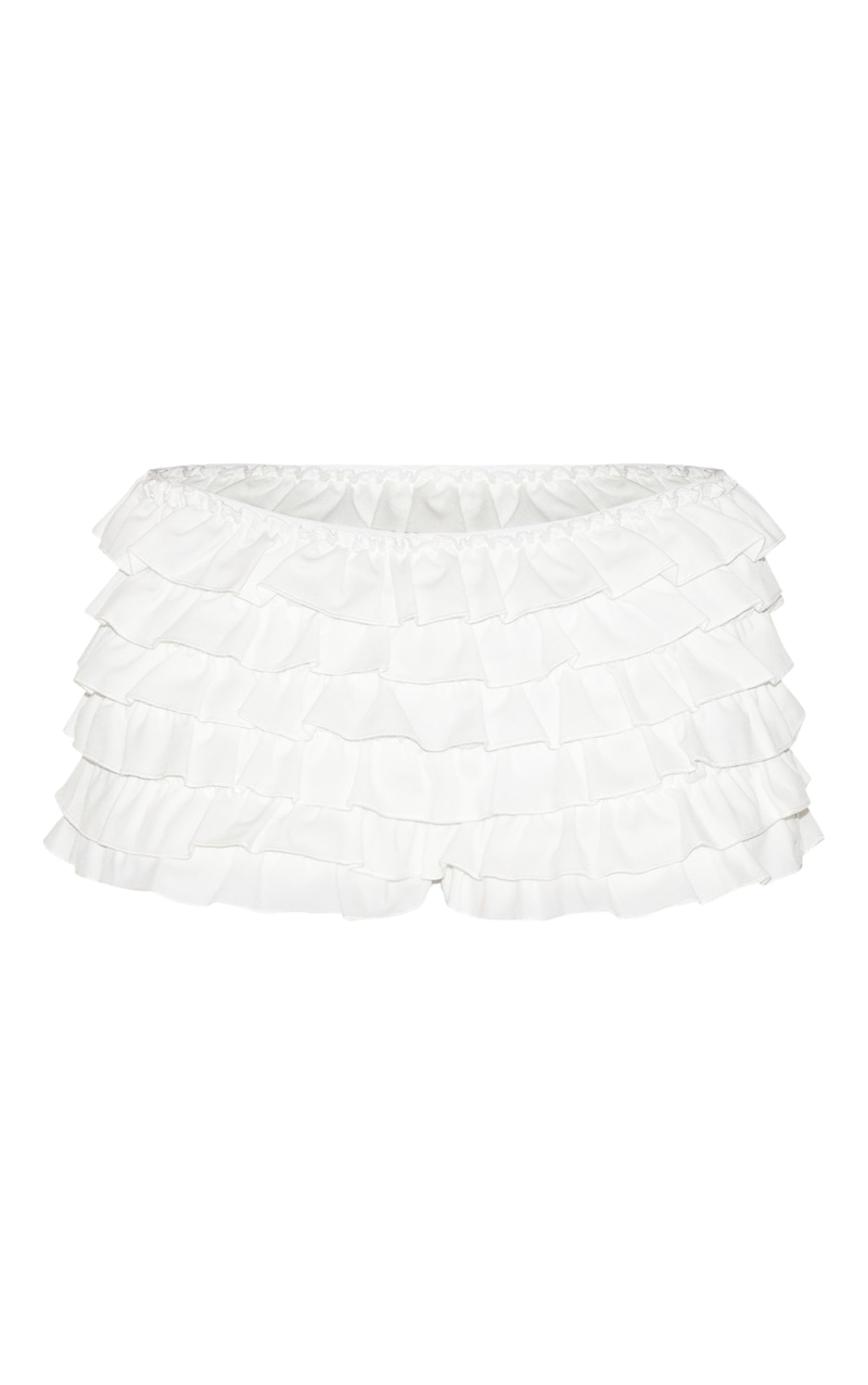 White Extreme Frilly Bloomer Shorts | Bottoms | PrettyLittleThing USA