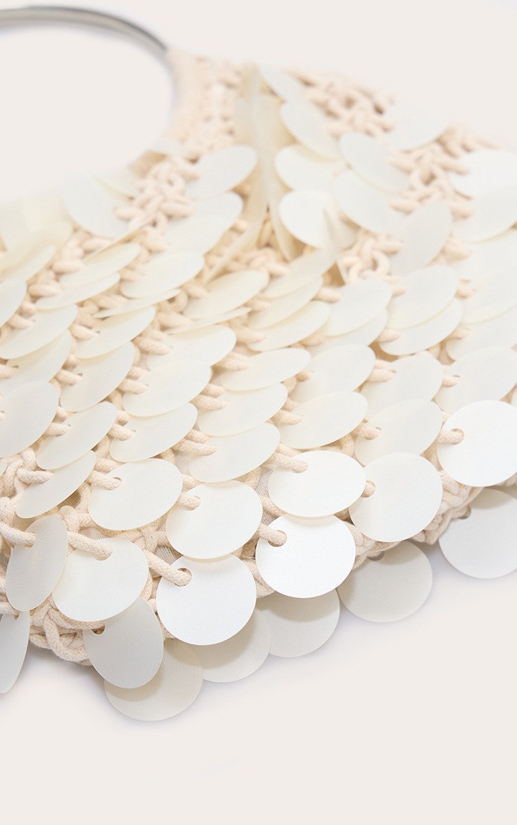 Cream Raffia Matte Sequin Handbag | Accessories | PLT