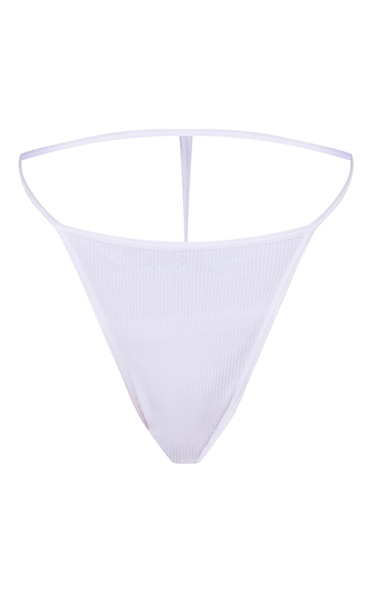 White Seamless Rib Tanga Thong | PrettyLittleThing