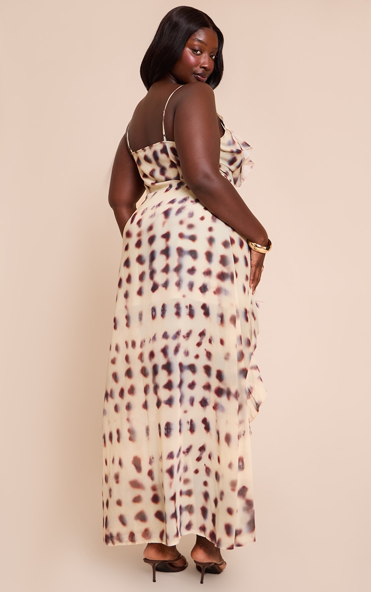 Plus Cream Shell Chiffon Frill Strappy Maxi Dress | Plus Size | PLT USA