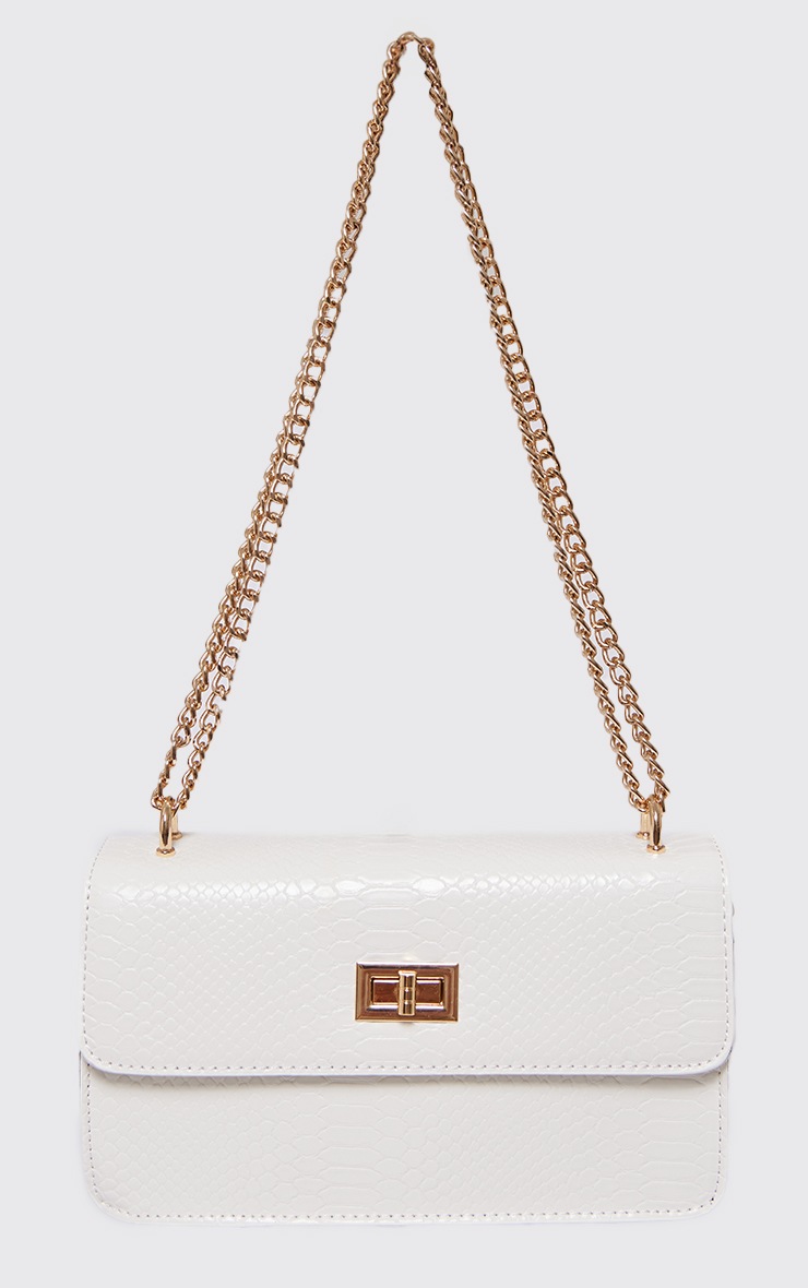 White Croc Chain Cross Body Bag | Accessories | PrettyLittleThing