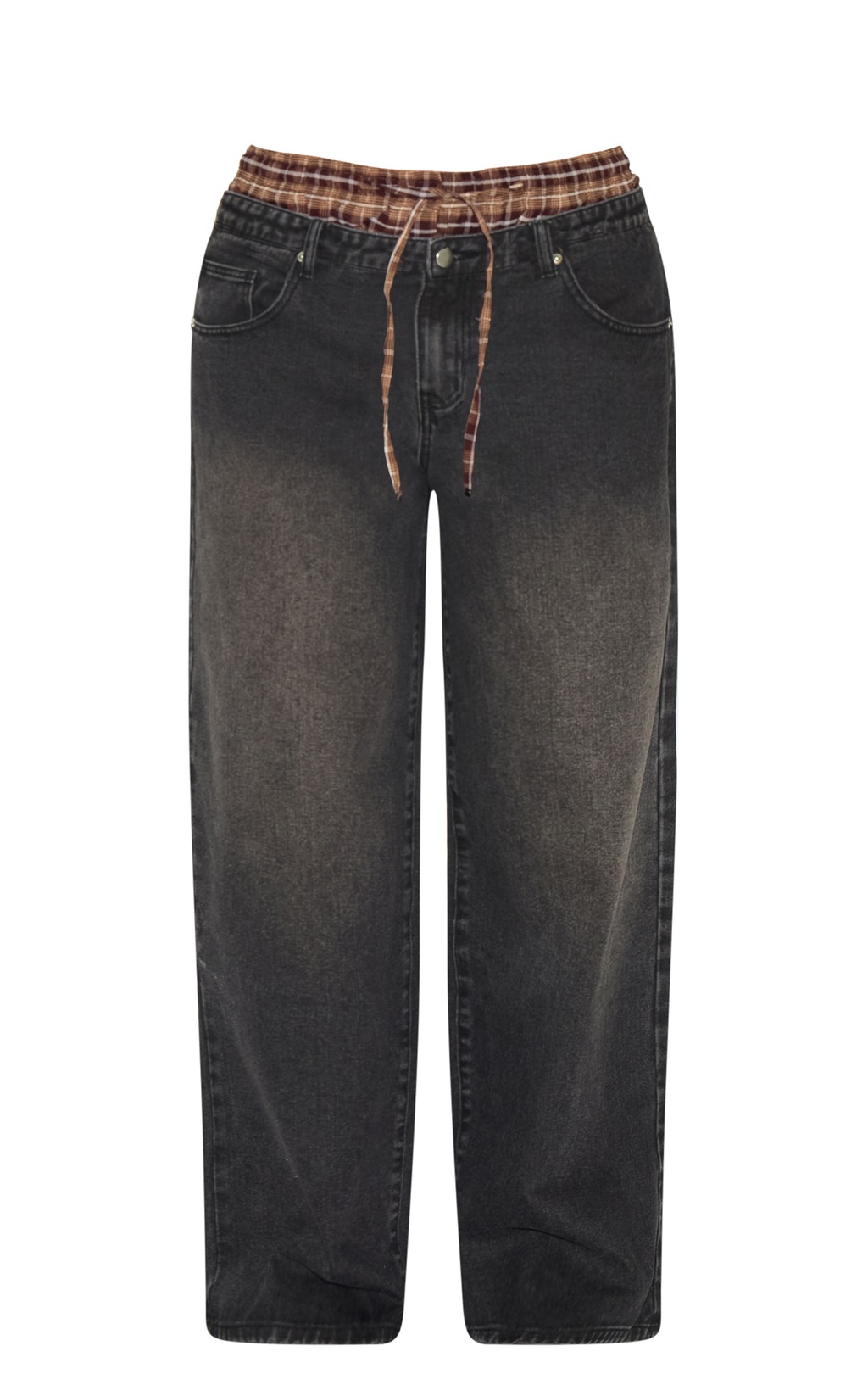 Plus Black Denim Double Layered Boxer Boyfriend Jeans | Plus Size | PLT