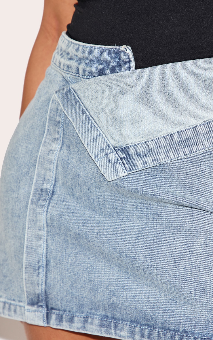 Shape Washed Blue Denim Foldover Waist Mini Skirt | Shape ...