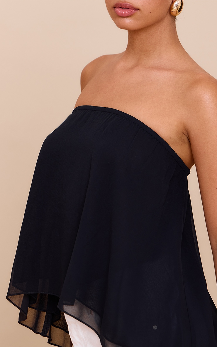 Black Chiffon Floaty Bandeau Top | Tops | PLT USA
