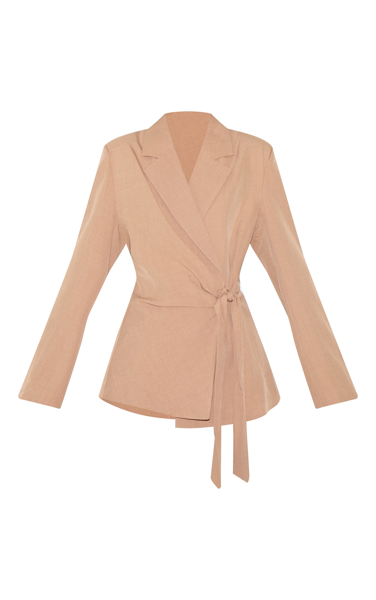 Taupe Tie Front Structured Blazer | Outerwear | PLT