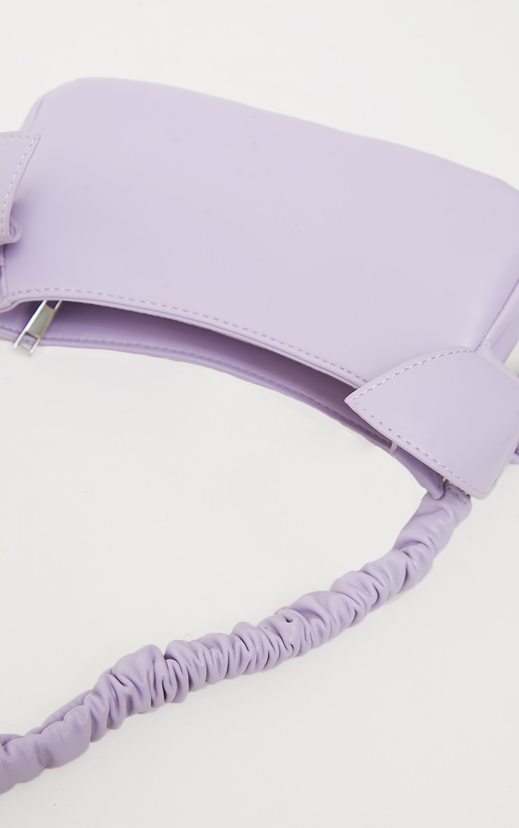 Lilac Ruched Handle Double Bow Shoulder Bag | PrettyLittleThing