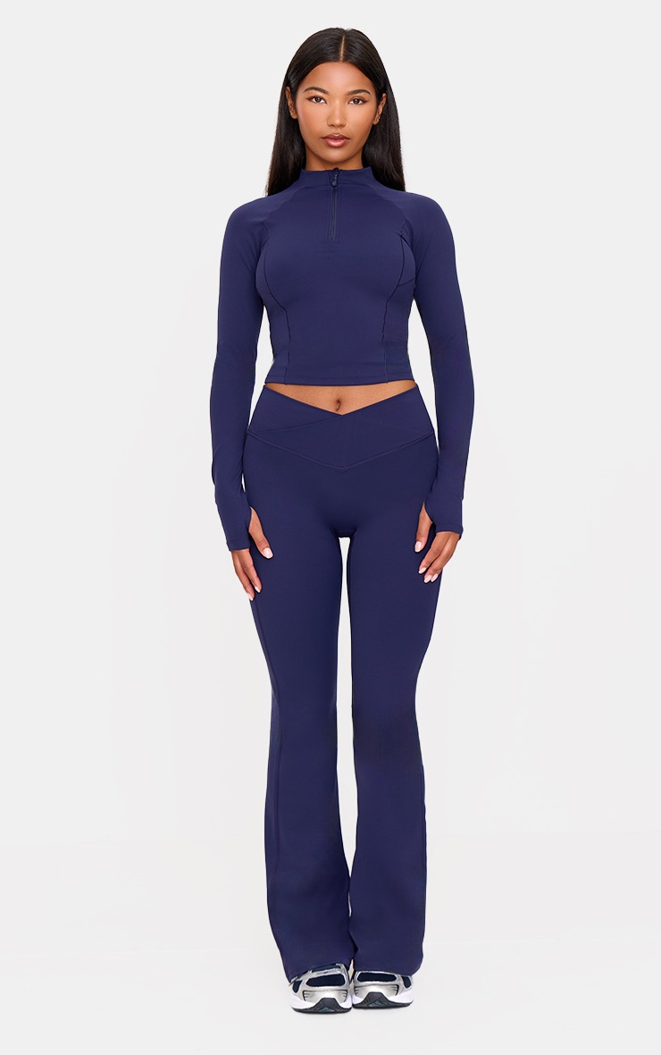 Navy Sculpt Quarter Zip Gym Top | Athleisure | PrettyLittleThing USA