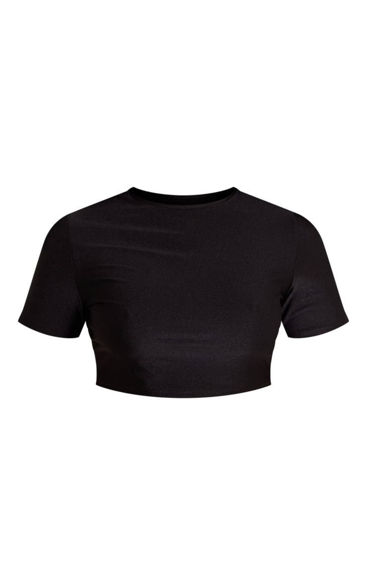 Shape Black Disco Sculpt Short Sleeve Crop Top | Shape | PLT