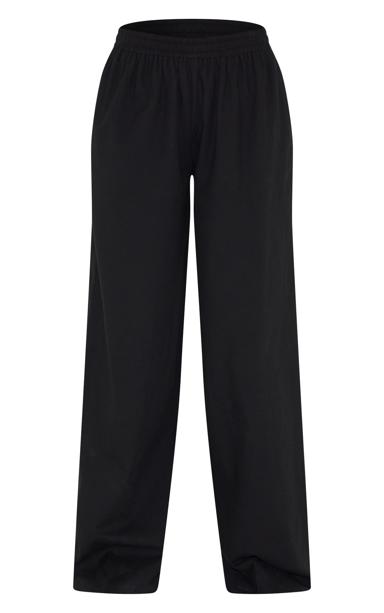 Tall Black Linen Look Floaty Wide Leg Pants | Tall | PrettyLittleThing AUS