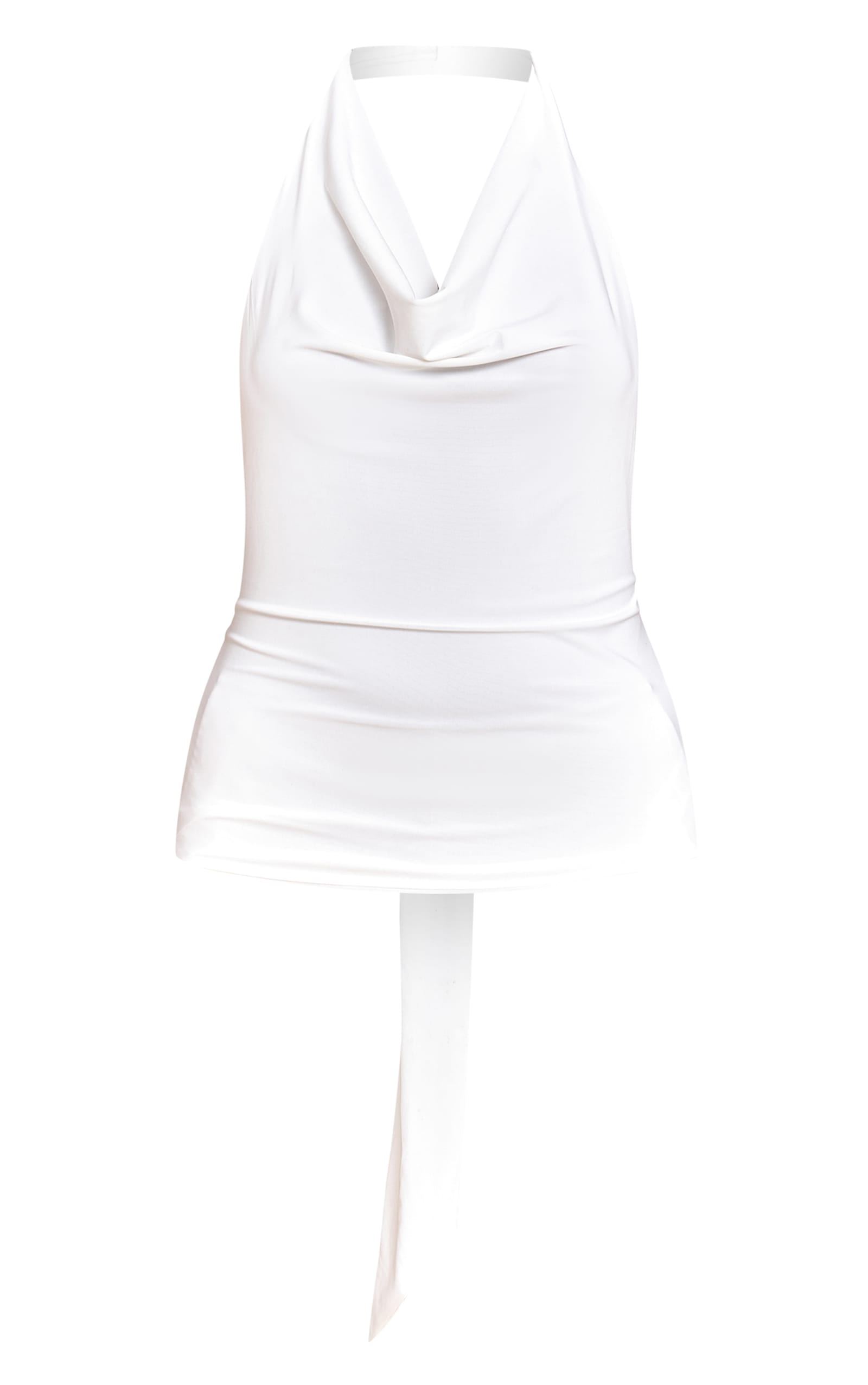 Cream Double Layer Slinky Backless Trim Long Top | Tops | PLT