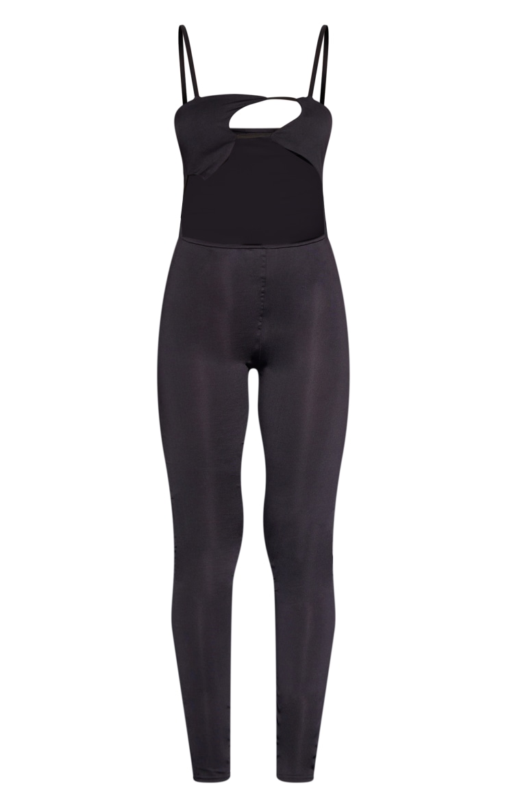 Black Slinky Cut Out Chest Strappy Jumpsuit | Jumpsuits & Playsuits ...