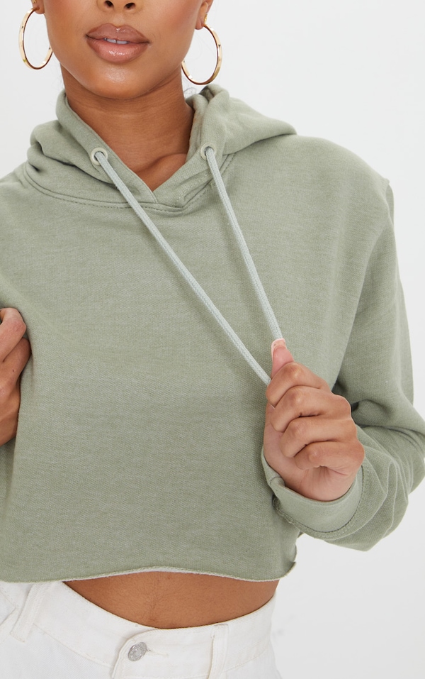 Sage Green Cropped Hoodie | Athleisure | PrettyLittleThing