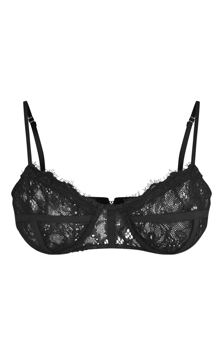 Shape Black Sheer Lace Bralet Shape Prettylittlething Usa