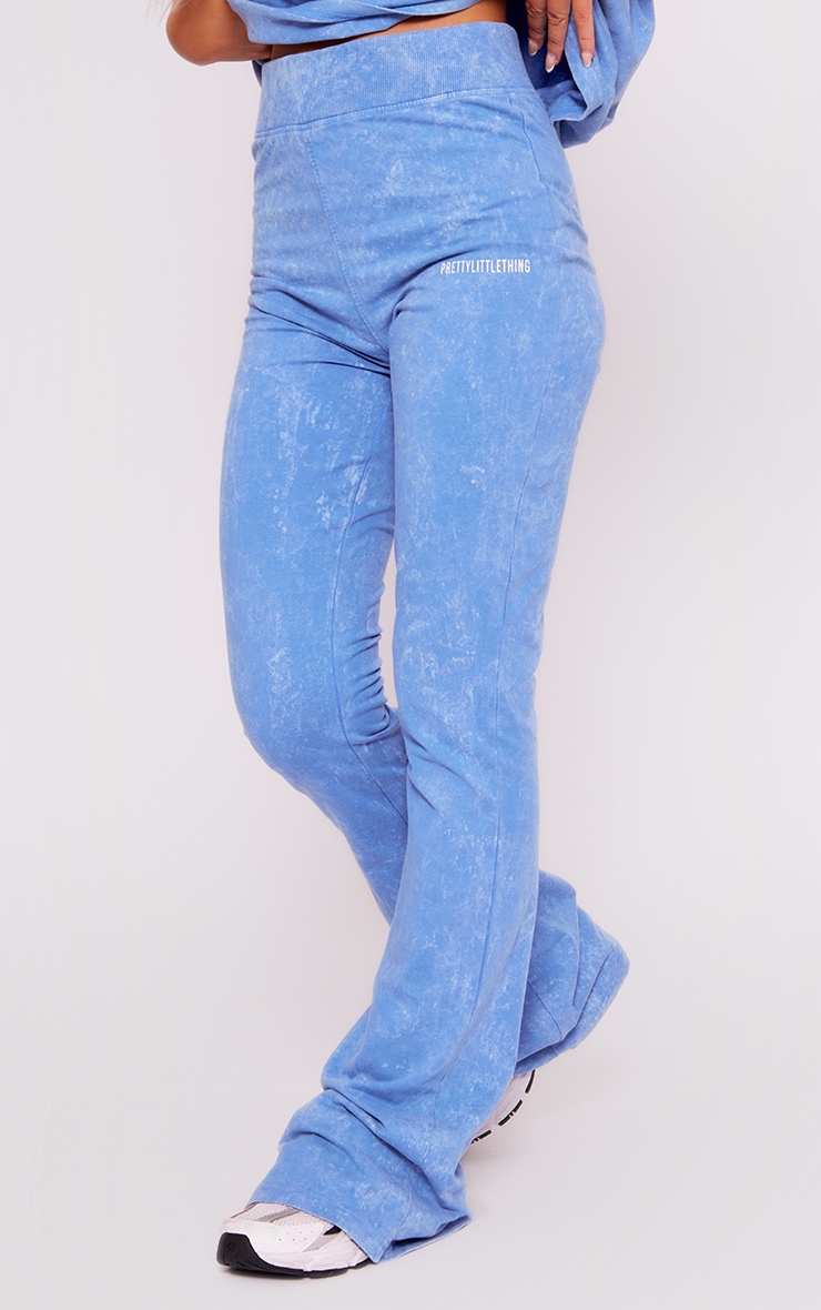 PLT Blue Print Washed High Waist Flared Pants | Co-ords | PLT USA