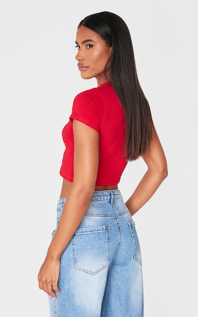 Basic Red Short Sleeve Crop T Shirt | Tops | PrettyLittleThing USA