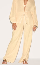 Lemon Textured Cheesecloth Wide Leg Pants | Co-ords | PrettyLittleThing USA