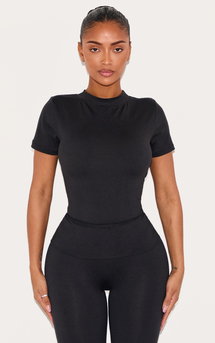 Shape Black Sculpted Short Sleeve Bodysuit | Shape | PrettyLittleThing USA