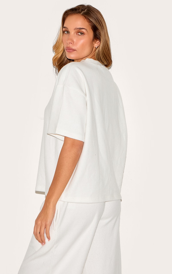 Cream Soft Touch Boxy T-shirt | Sweat | PrettyLittleThing AUS