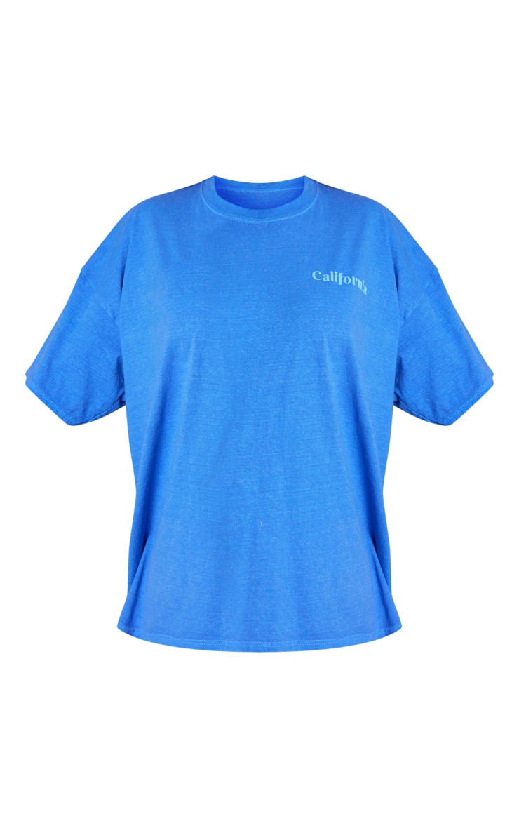 Bright Blue California Back Print Oversized T Shirt | PrettyLittleThing SA