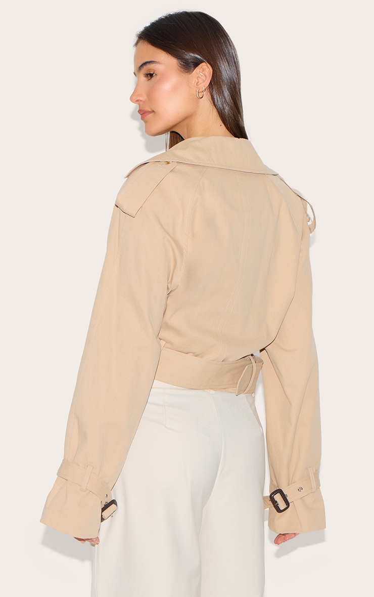 Beige Cropped Belted Hem Trench Coat | Outerwear | PLT USA