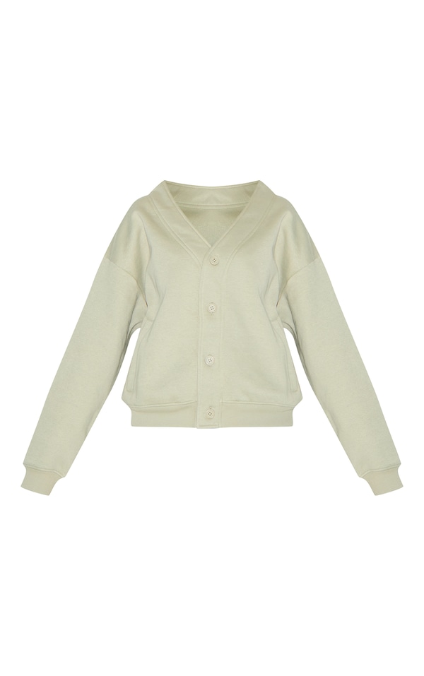 Petite Olive Button Up Oversized Sweatshirt | Petite ...