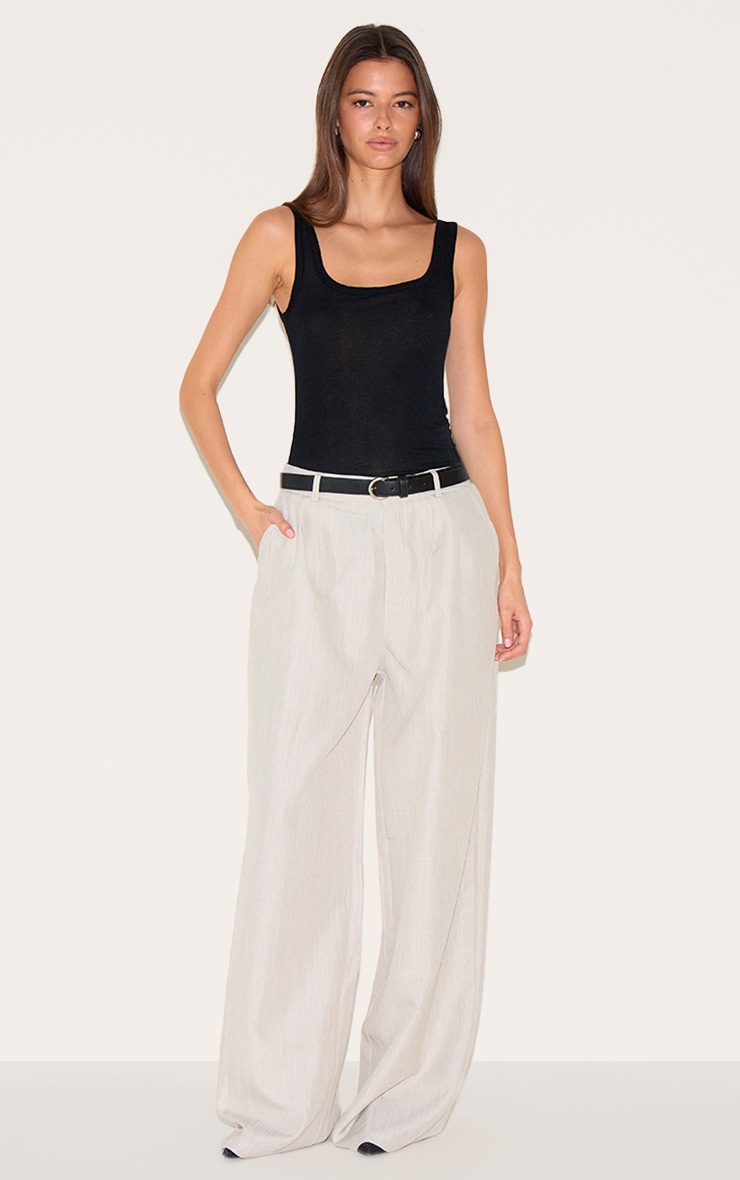 Black Sheer Soft Touch Scoop Neck Long Vest Top | Tops ...