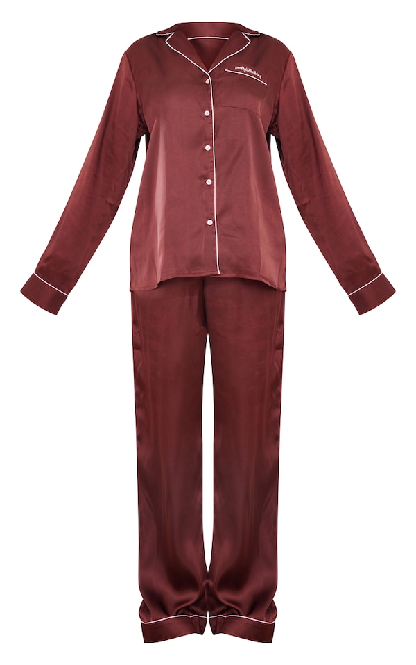 Tall Chocolate Long Sleeved Constrast Piping PJs | Tall ...