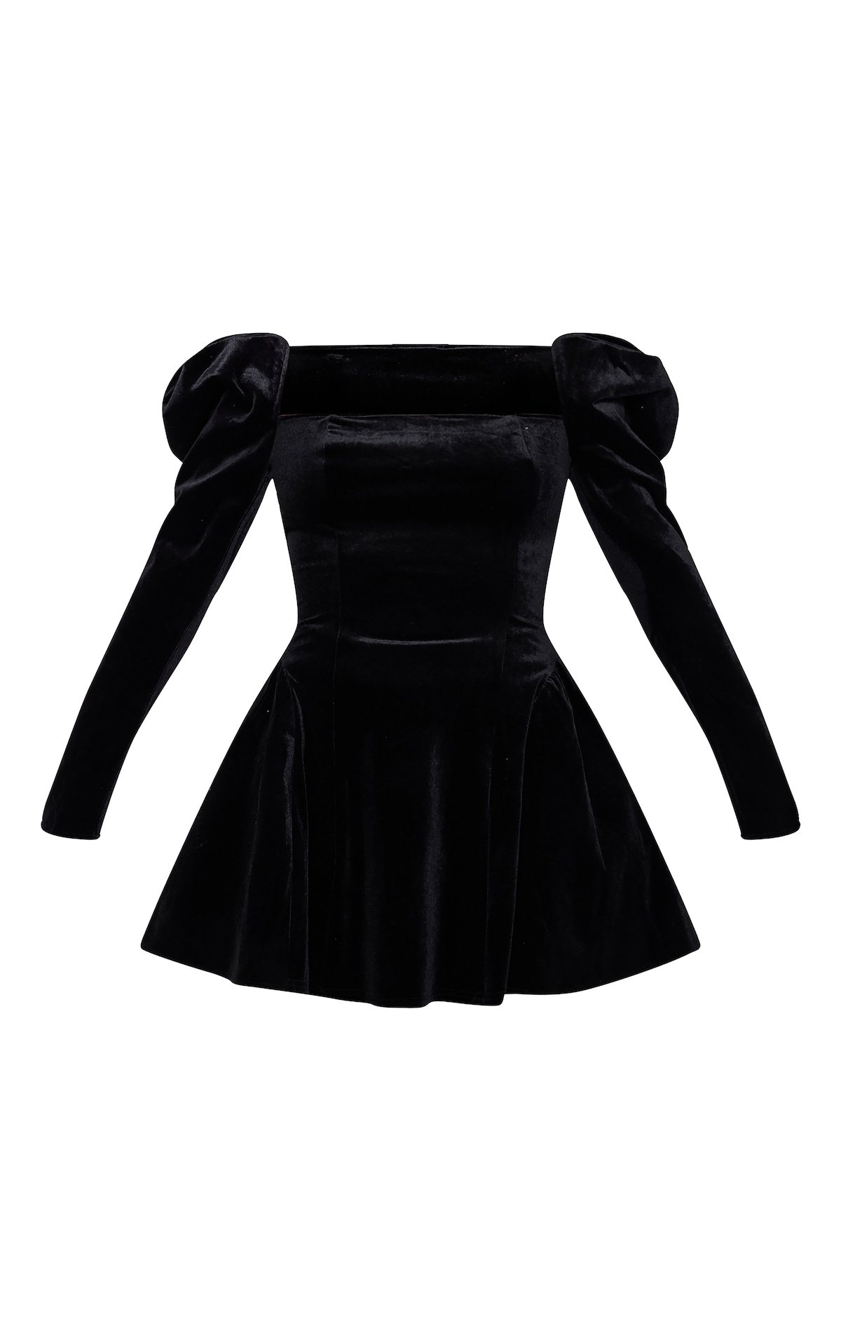 Black Velvet Extreme Puff Sleeve Skater Dress | Dresses | PLT