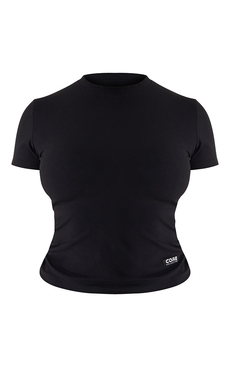 Plus Black Core Collection Tab Snatched Sculpt Longline T-shirt | Plus ...