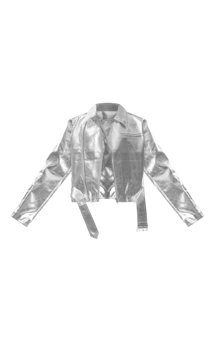 Silver Metallic Biker Jacket | Outerwear | PLT