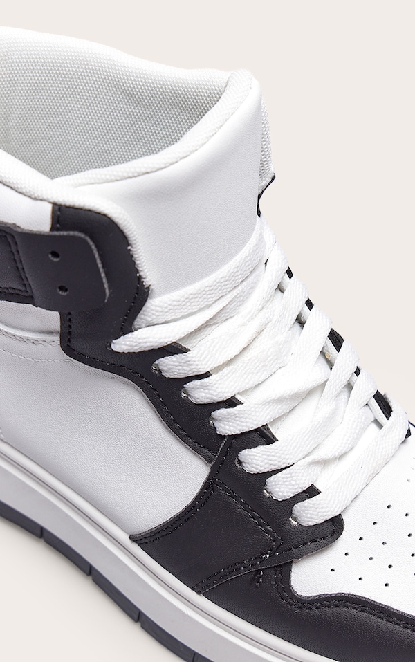 Monochrome Hi Top Lace Up Platform Trainers | Footwear | PLT