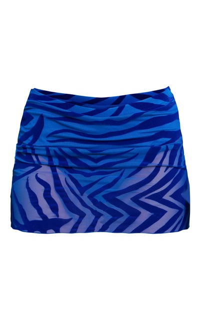 Bright Blue Zebra Devore Micro Mini Skirt | Co-ords | PLT