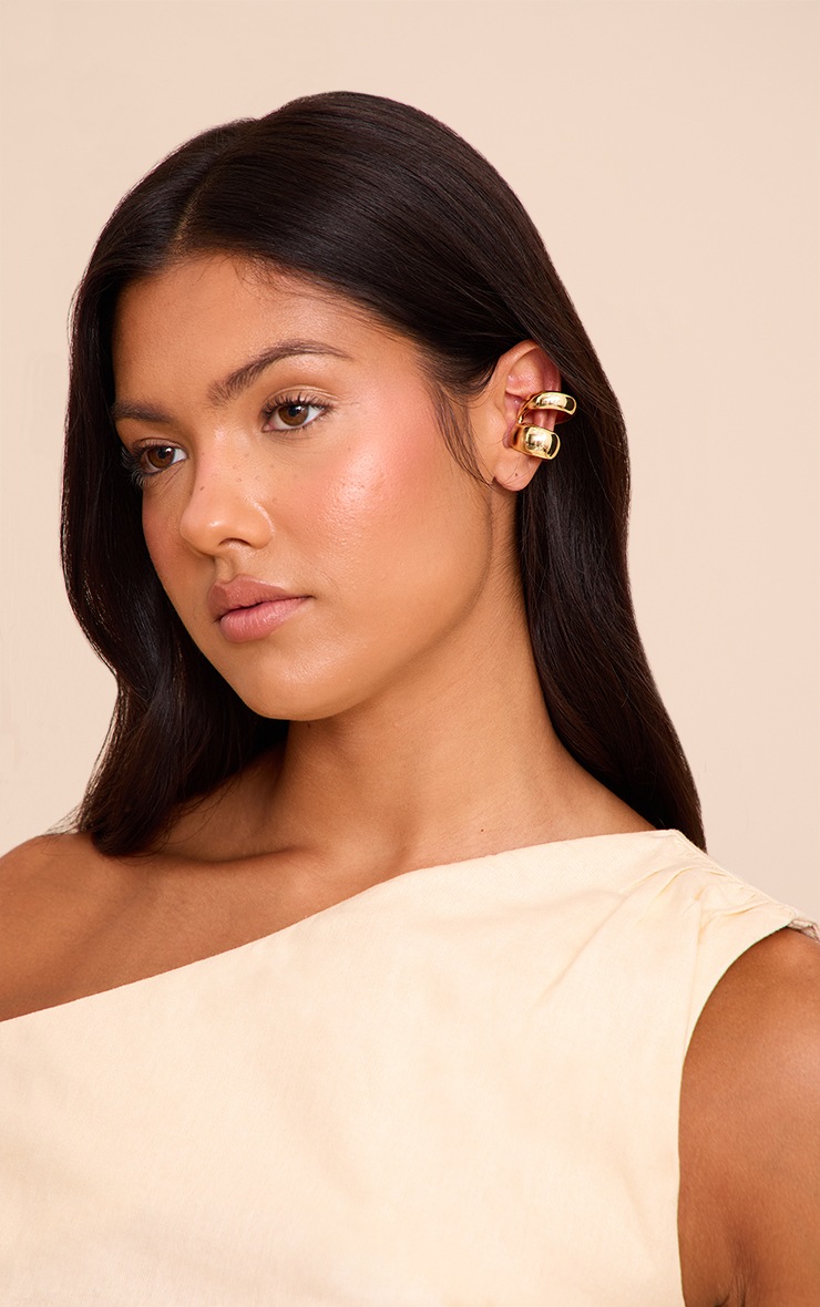 Gold Plated Smooth Double Linked Ear Cuff | Accessories | PLT AUS